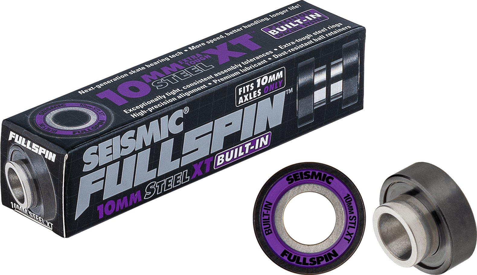 Seismic: Fullspin 10mm XT Steel Built-in Longboard Skateboard Bearings – Motion Boardshop